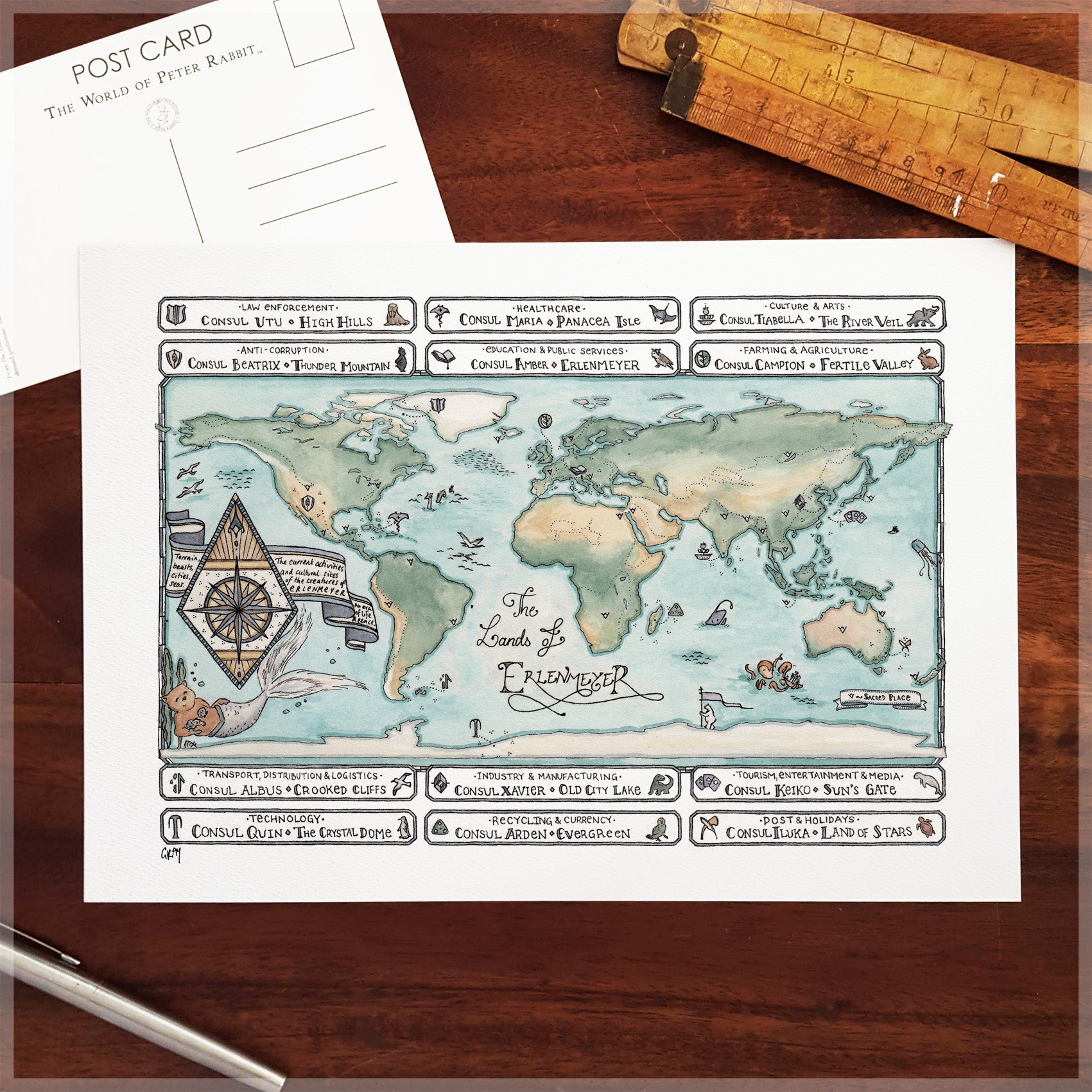 Lands of Erlenmeyer - A4 Art Print – Erlenmeyer Art